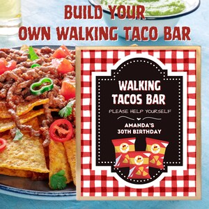 Build Your Own Walking Taco Bar Buffet Sign Buffet Cards Personalized ...