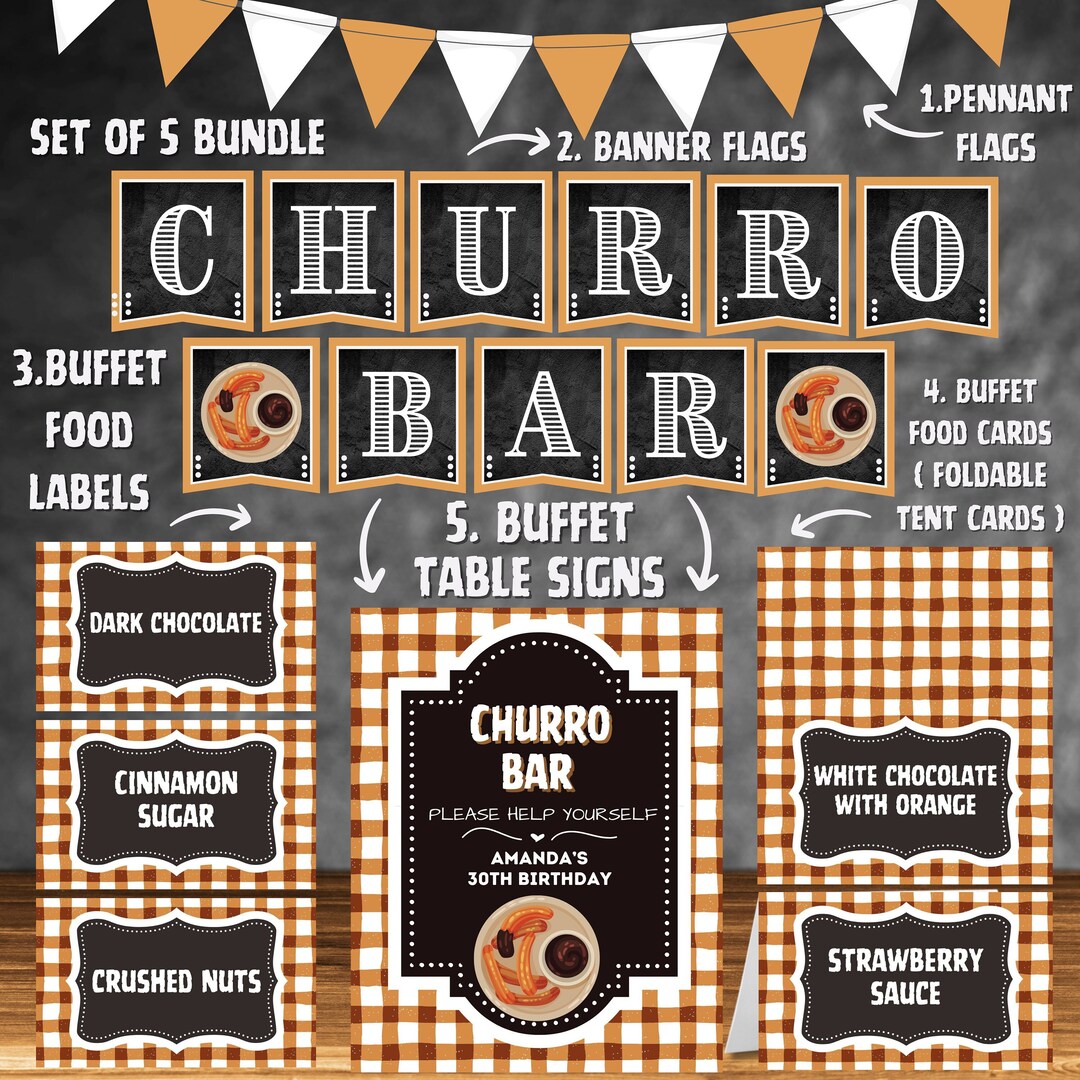 Build Your Own CHURRO Food Bar Buffet Sign + Buffet Cards ...
