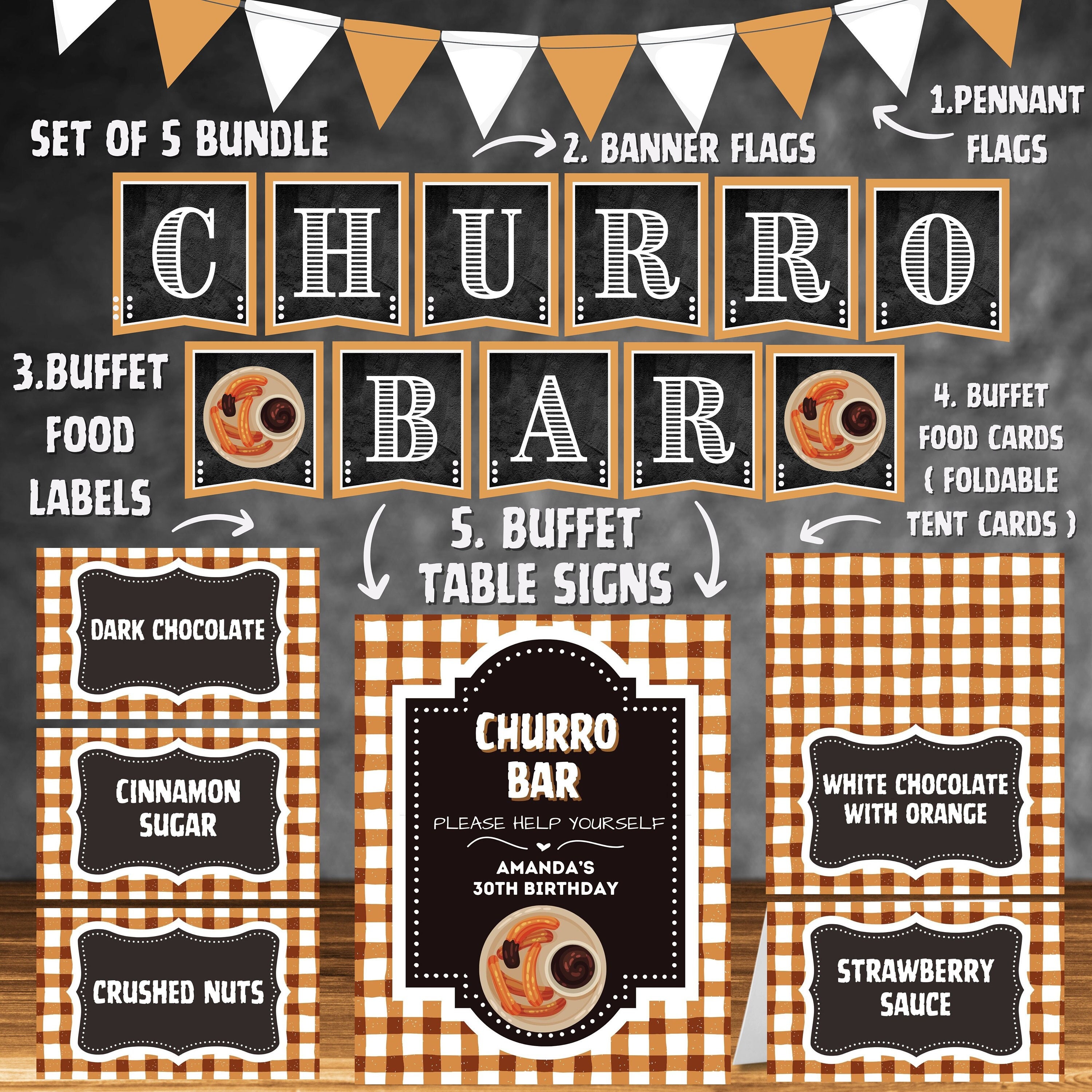 Build Your Own CHURRO Food Bar Buffet Sign + Buffet Cards ...