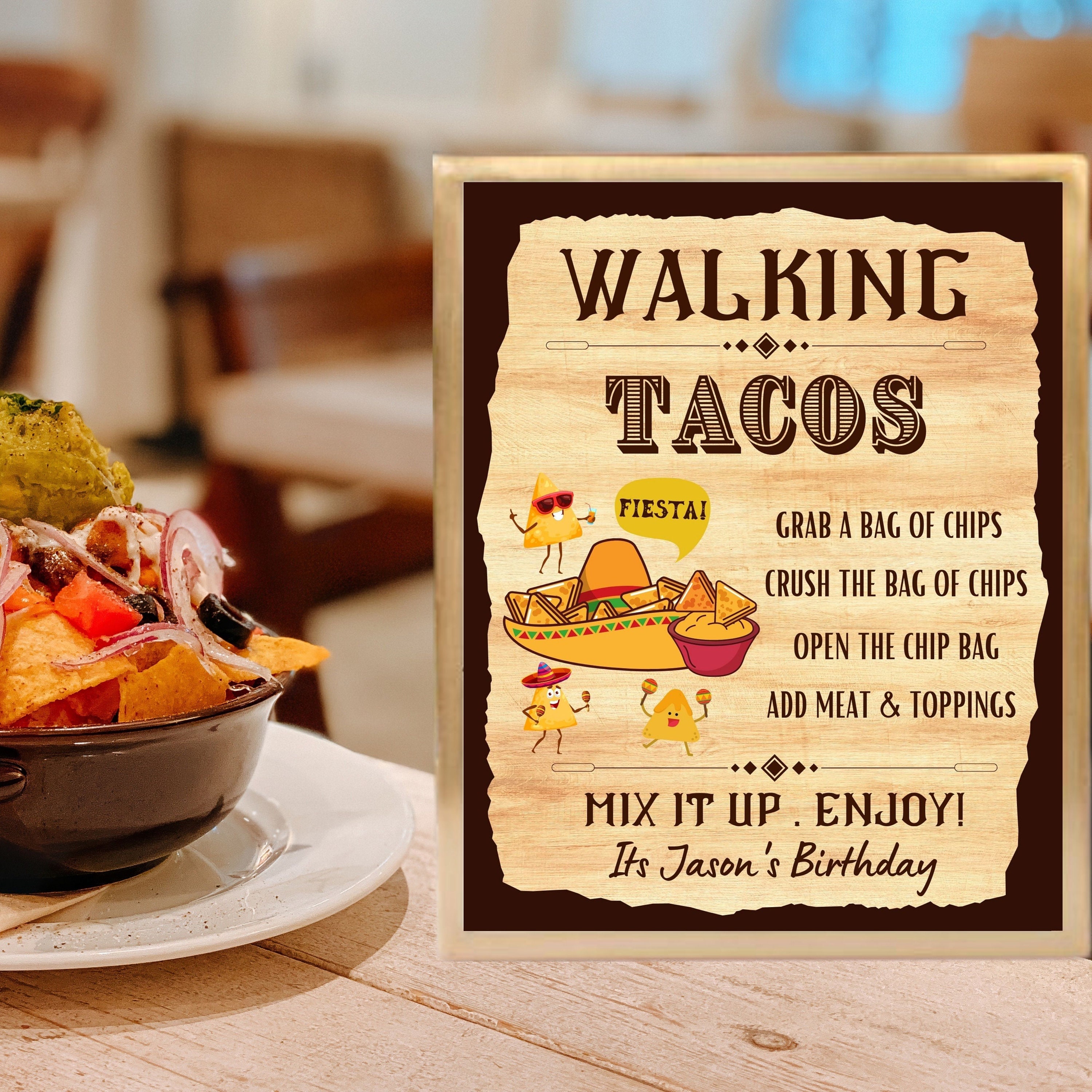 Personalized Walking TACO Bar Table Sign Template, NACHO Station ...