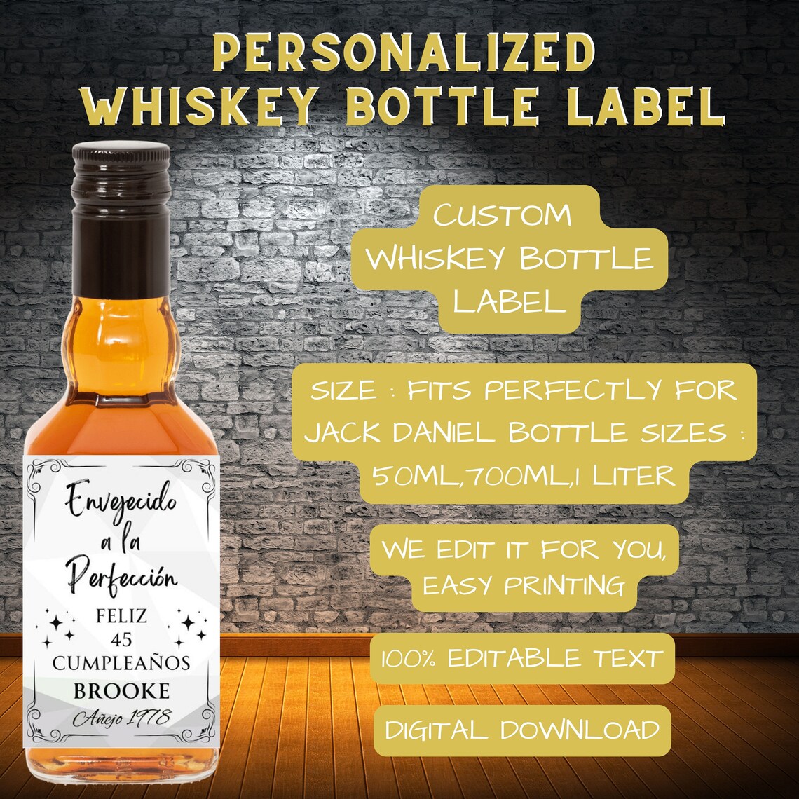 Printable Whiskey Bottle Label Sizes 50ML700ML&1 Liter - Etsy