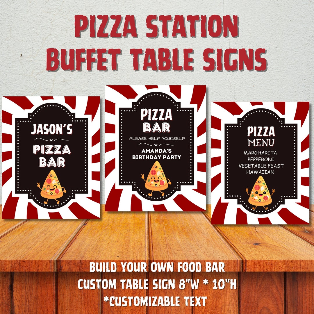 PIZZA Bar Buffet Table Sign, Personalized PIZZA Station Sign, Banners ...