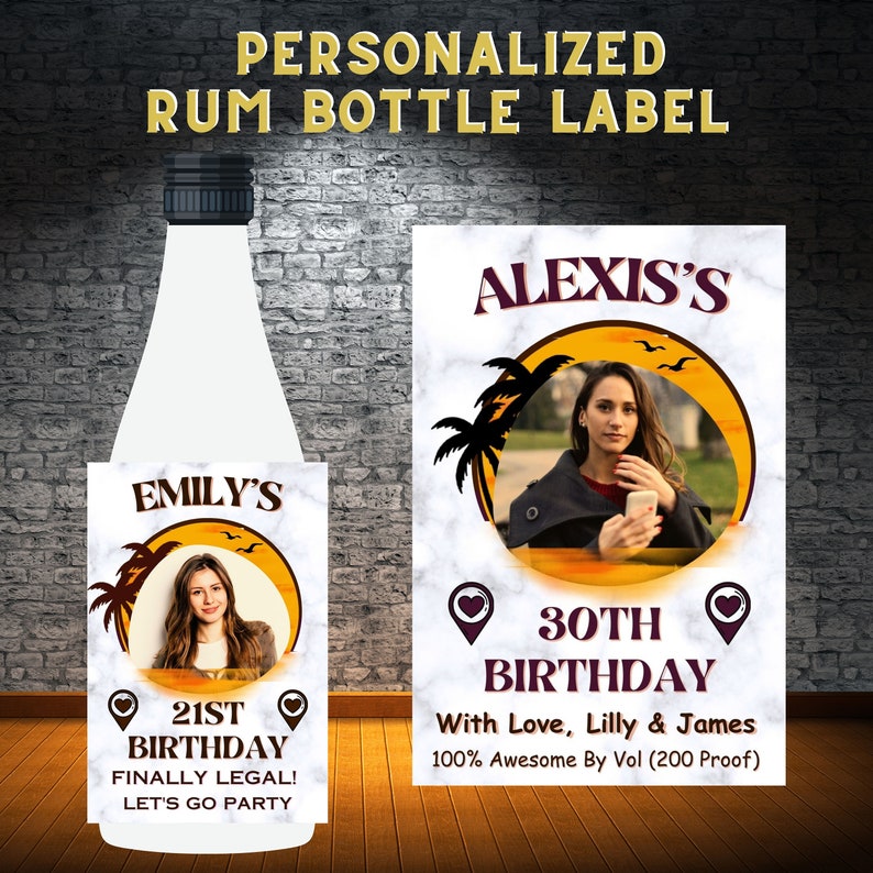 We Edit You Print, Printable Custom Coconut RUM Bottle Label, Size 50ML ...