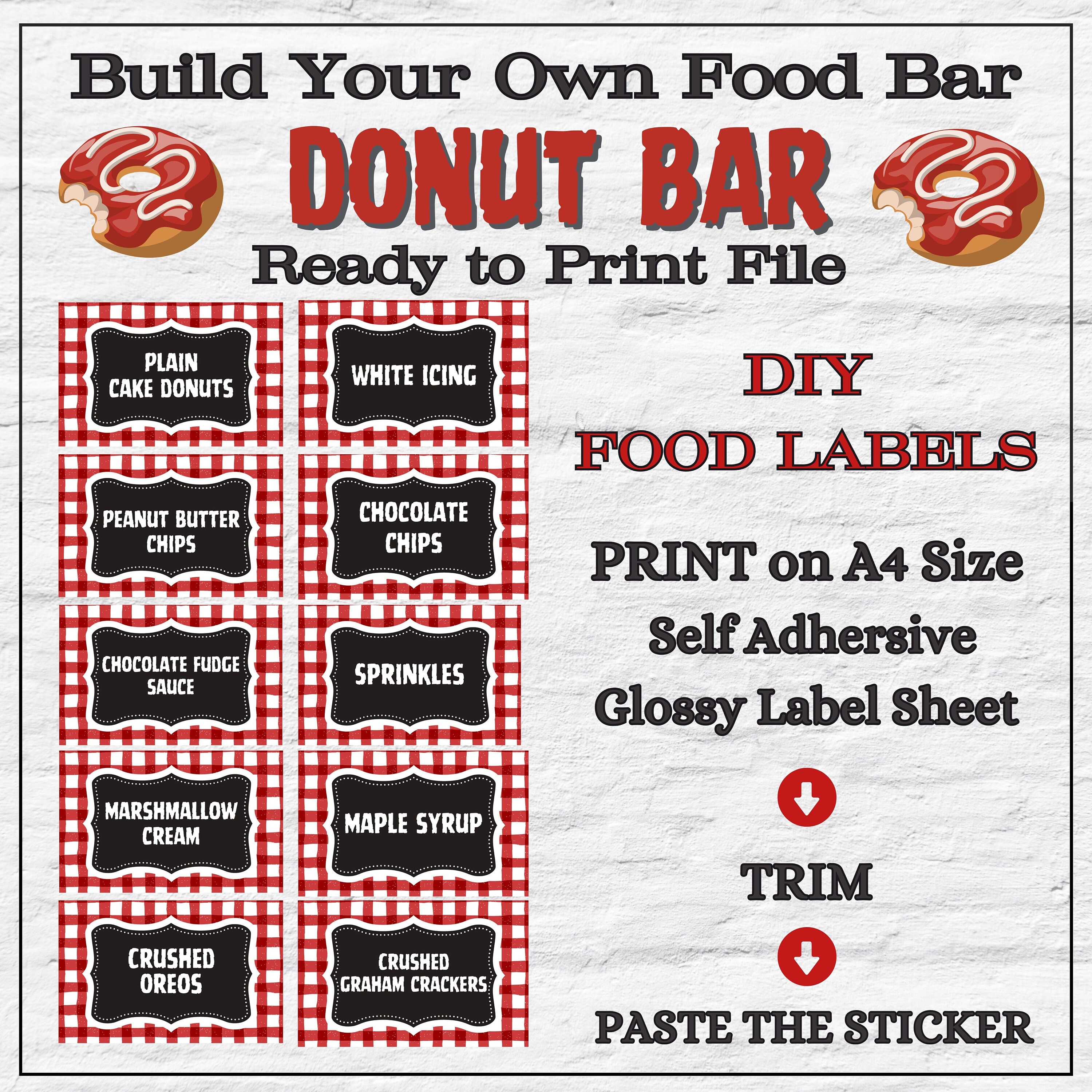 Build Your Own DONUT Food Bar Buffet Sign + Buffet Cards + Personalized ...
