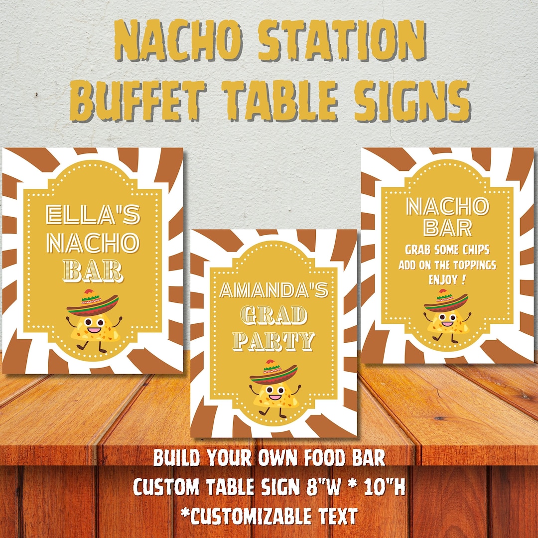 NACHO Bar Buffet Table Sign, Personalized NACHO Station Table Sign ...