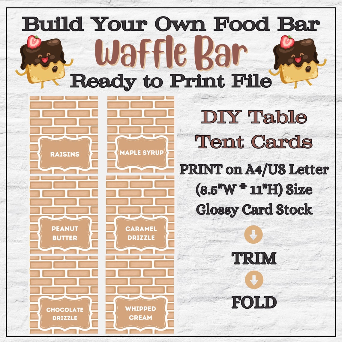 Build Your Own Waffle Bar | Buffet Cards, Buffet Signs, Personalized ...