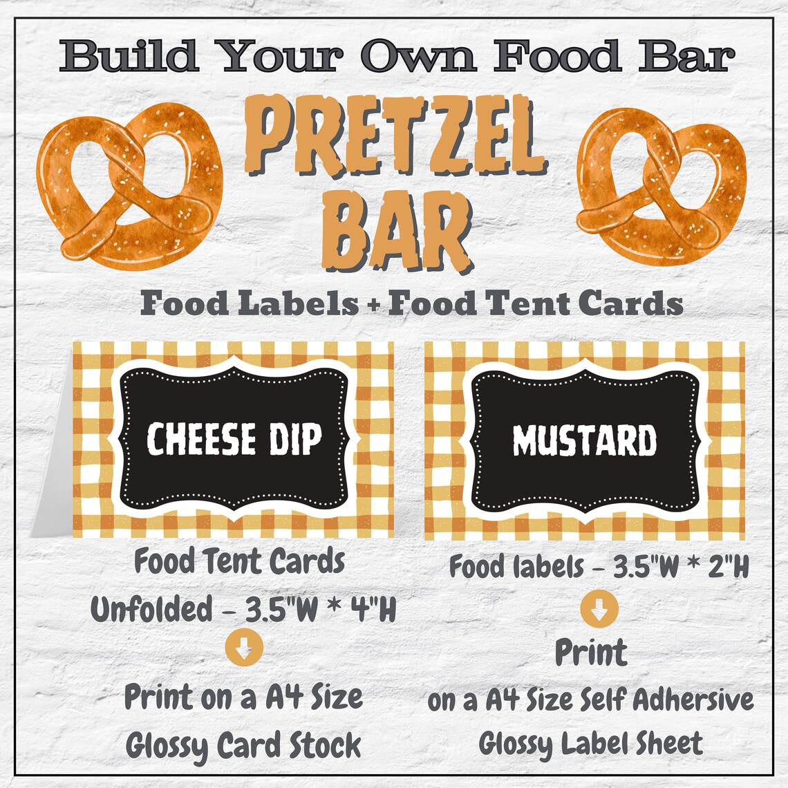 Build Your Own Pretzel Bar | Food Bar Buffet Sign, Buffet Cards ...