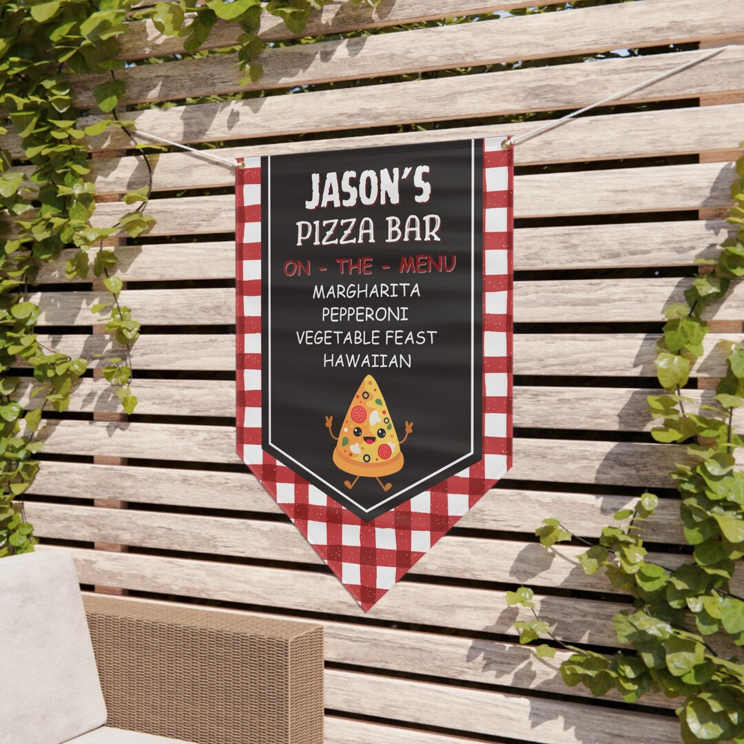 Pennant Banner, Pizza Bar Birthday Party Decor, Food Bar Banner, Party ...