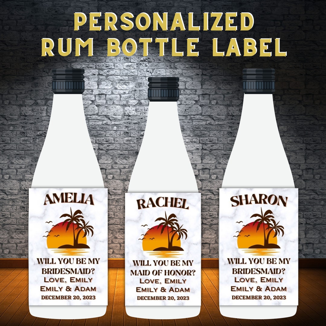 Custom Wedding Rum Bottle Label - Printable Digital Template ...