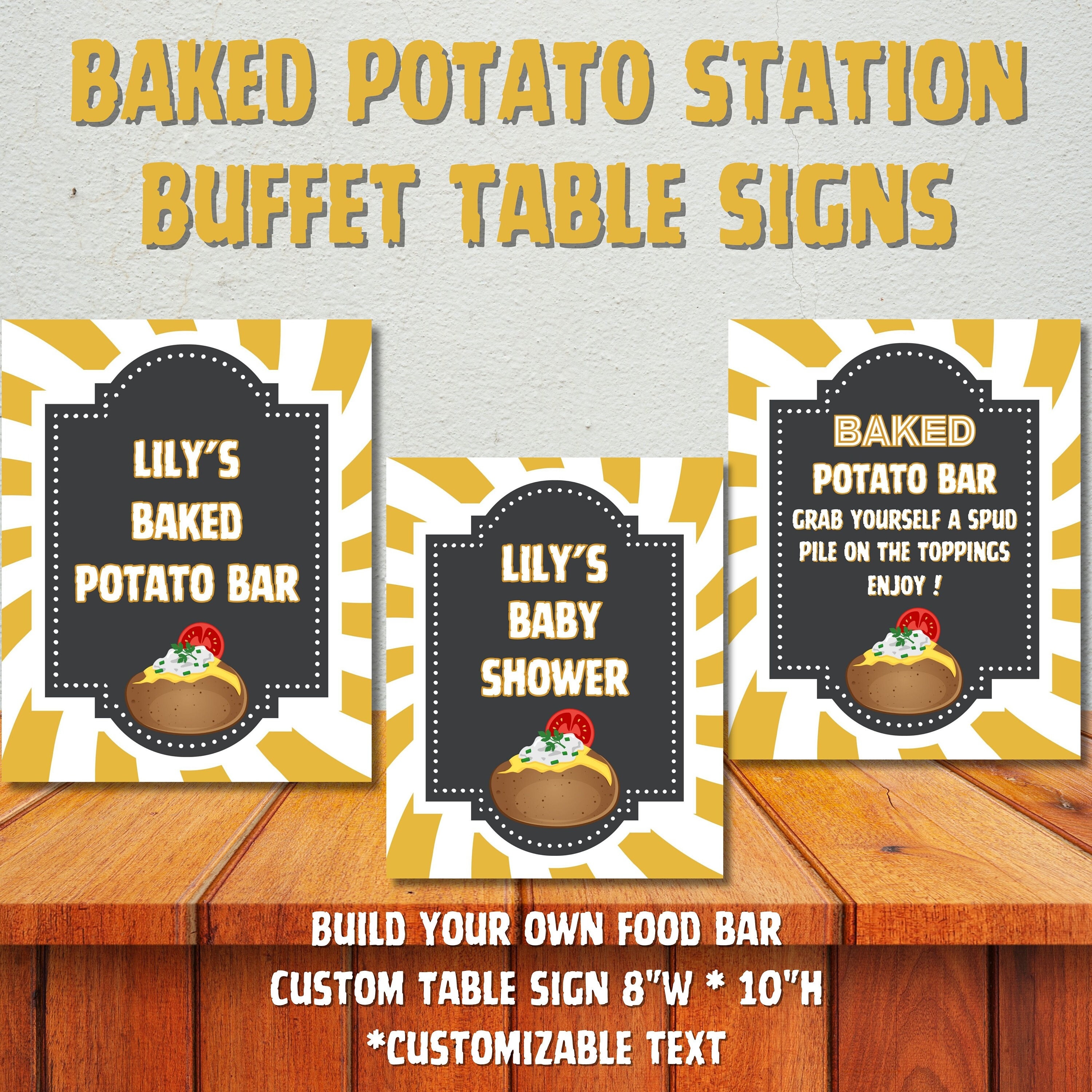 Baked Potato Bar Table Sign Template, Personalized to Any Name, Baked ...