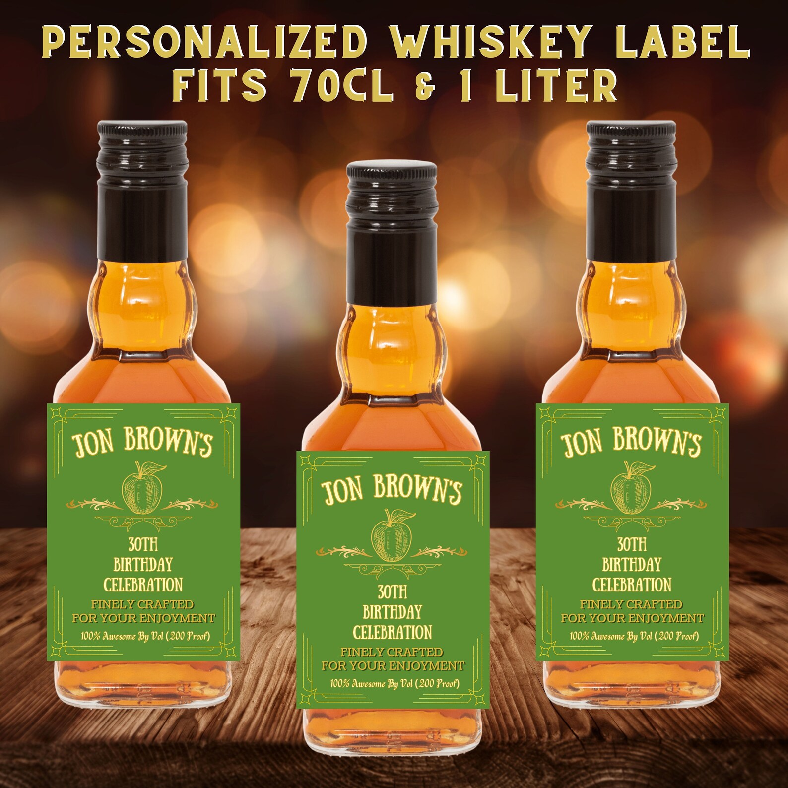 Printable Personalized Whiskey Bottle Label | 50ML & 700ML | Aged to ...