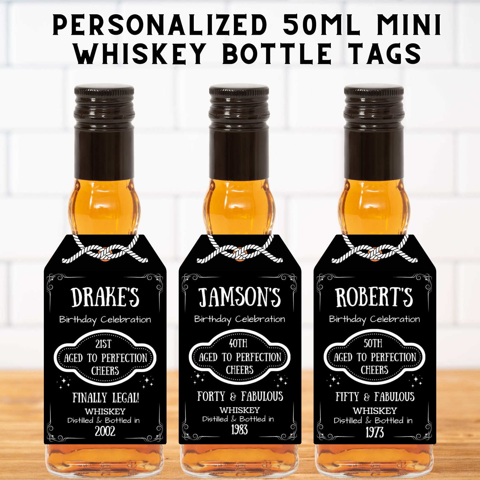 Printable Custom Mini Whiskey Bottle Hang TAGS, Fits Mini Whiskey ...
