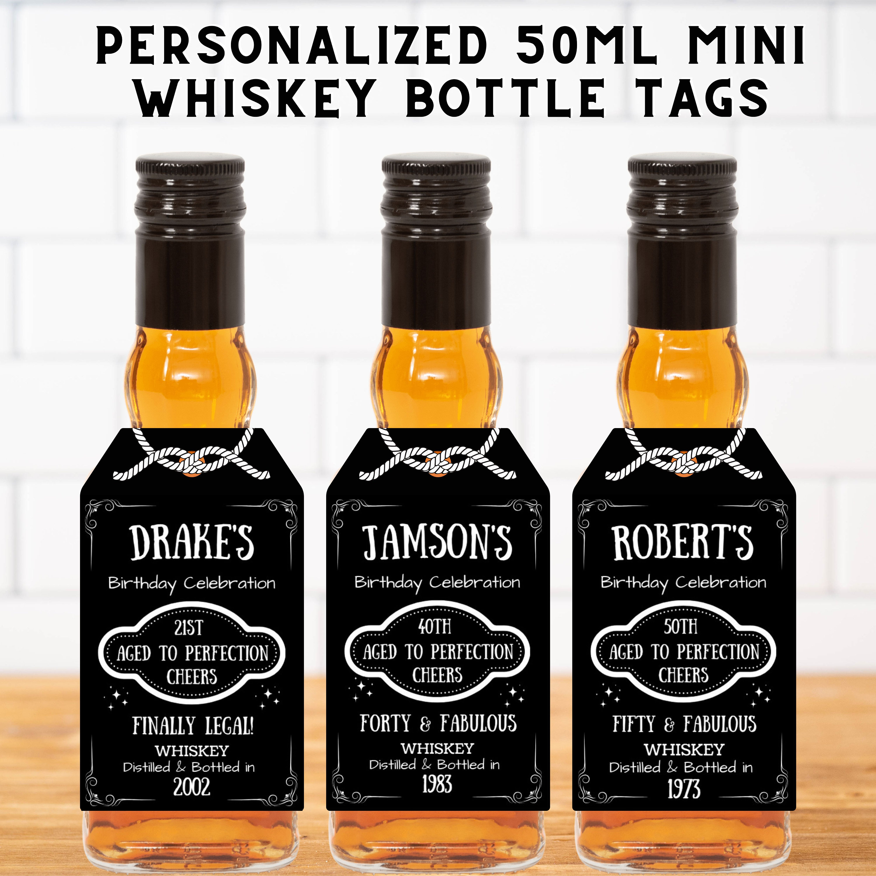 Printable Custom Mini Whiskey Bottle Hang TAGS, Fits Mini Whiskey ...