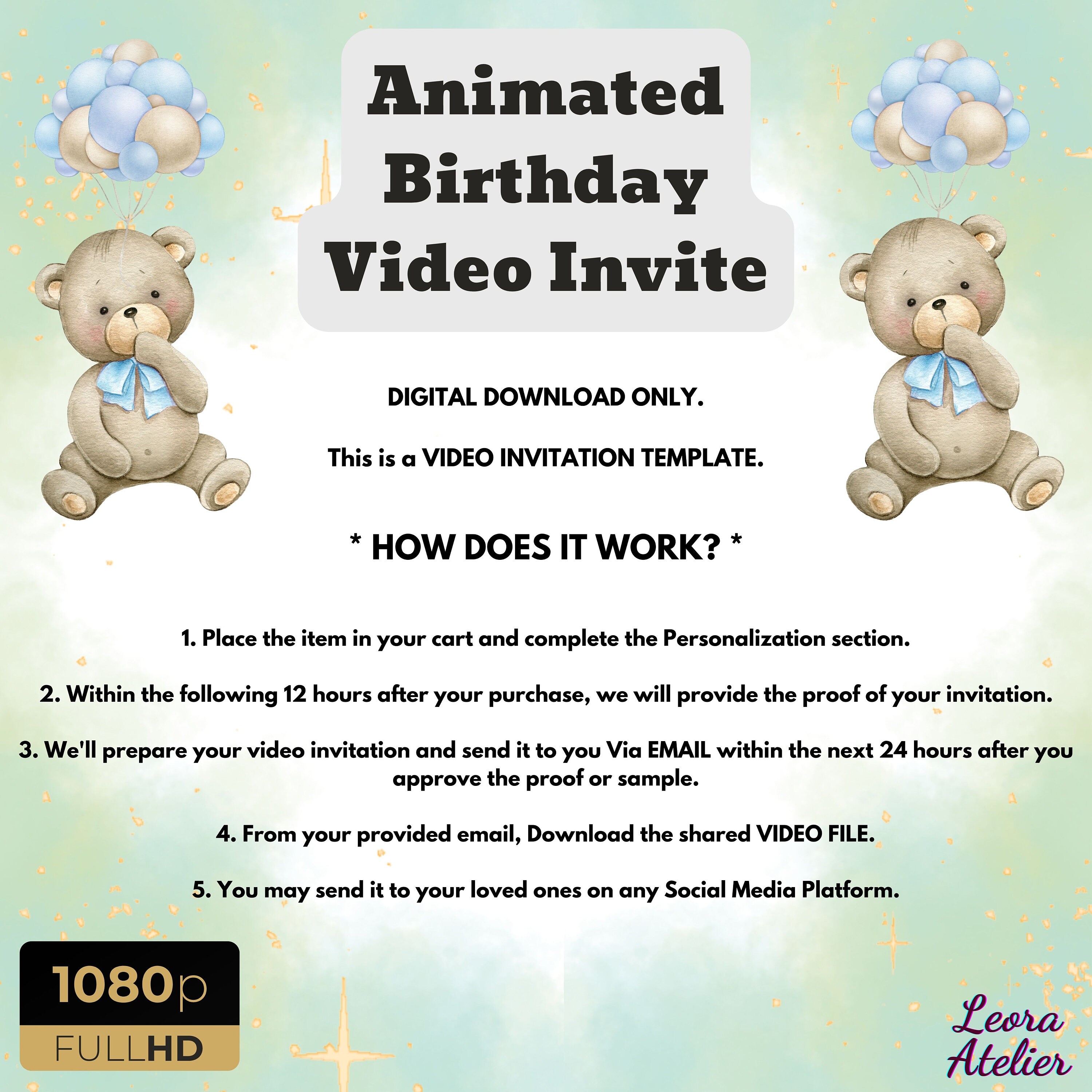 Customizable Animated Video Invitation Cute Sea Mermaid - Etsy