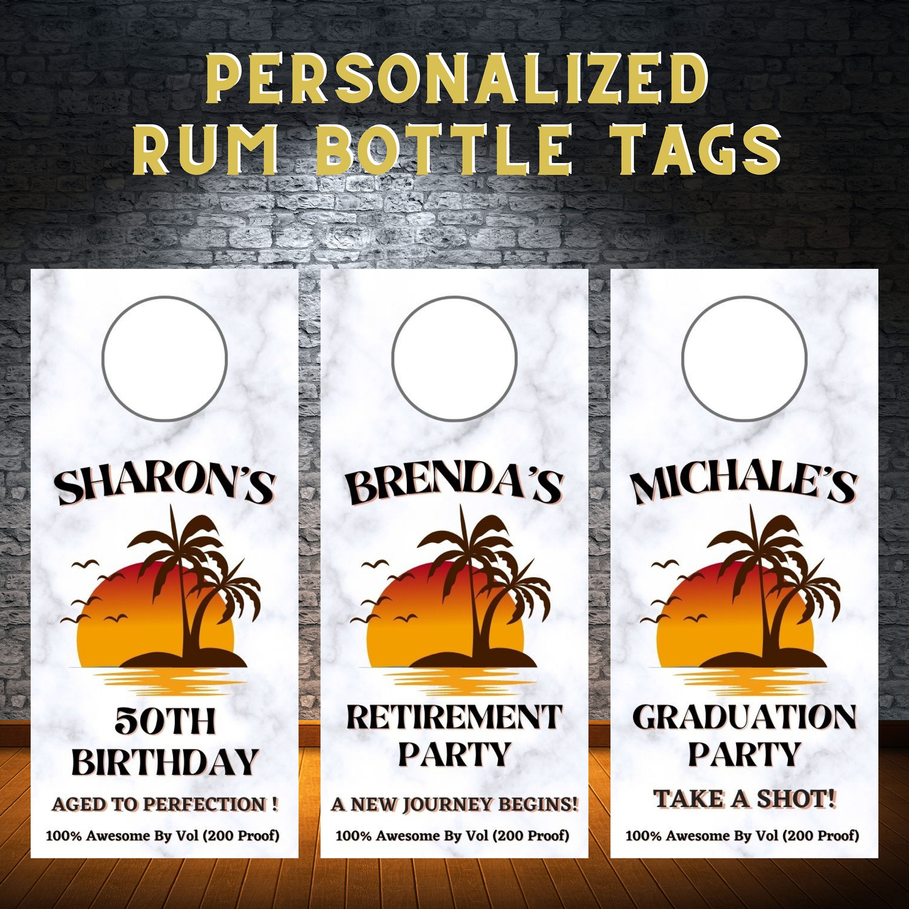 Printable Custom MINI Coconut Rum Bottle Hang TAGS Fits Mini - Etsy