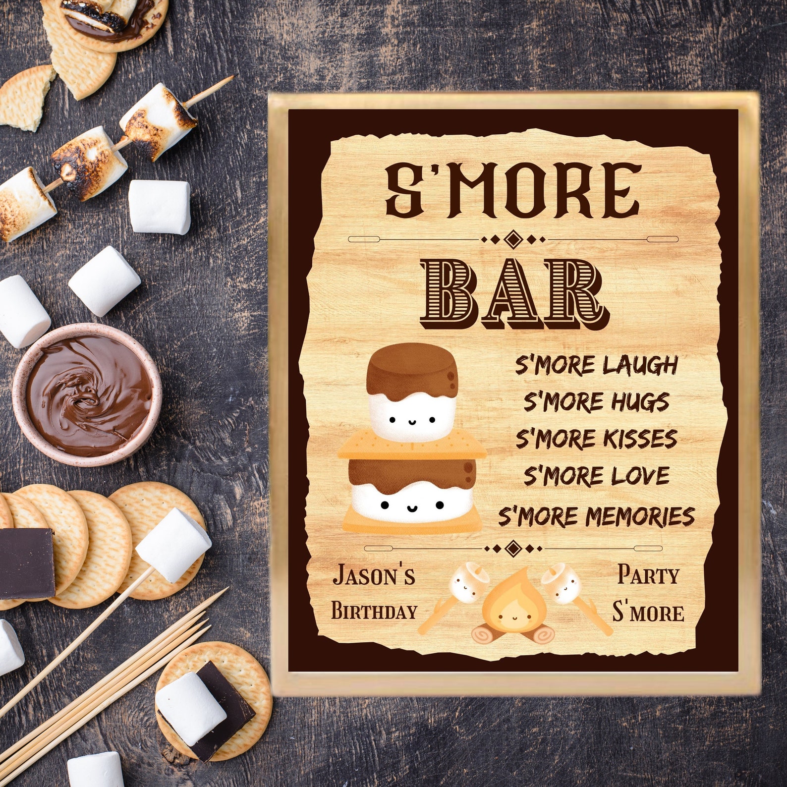 Personalized to Any Name, S'MORE Bar Table Sign Template, S'MORE ...