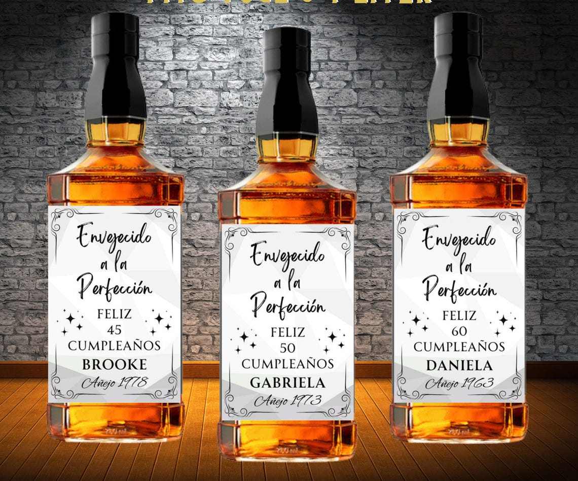 Printable Whiskey Bottle Label Sizes 50ML & 700ML, Spanish Birthday ...