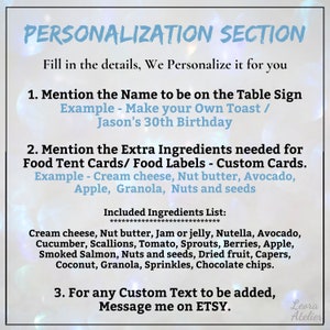 Build Your Own TOAST Bar Buffet Sign Buffet Cards Personalized Table ...