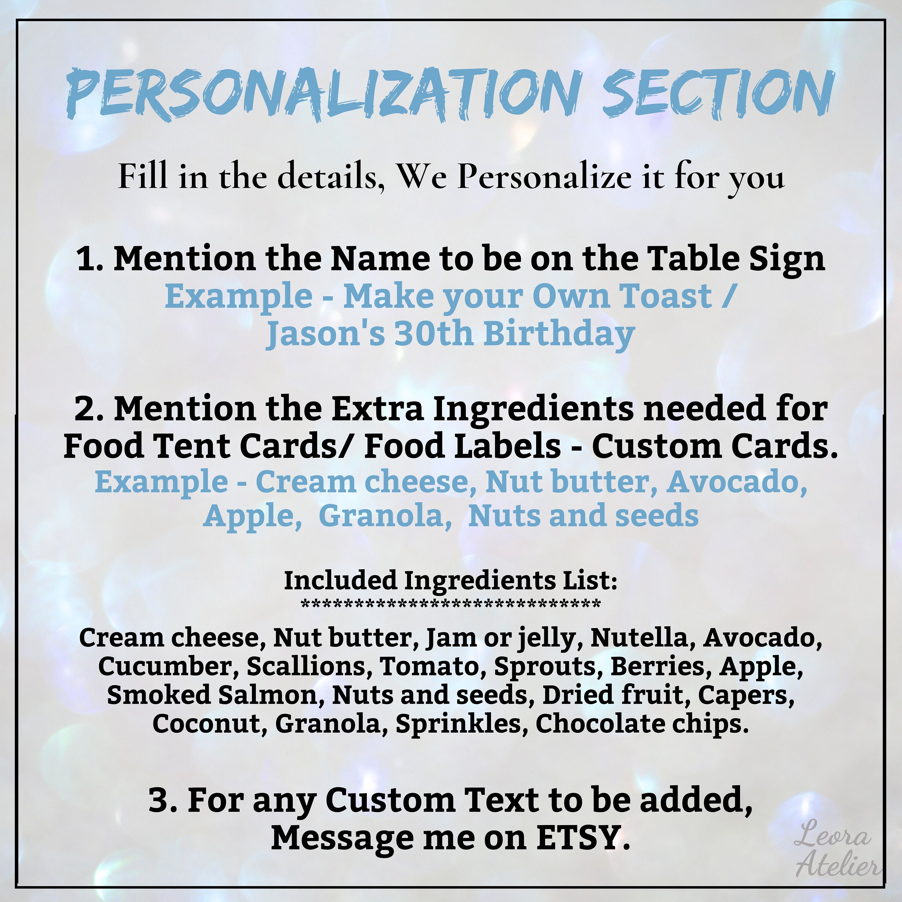 Build Your Own TOAST Bar Buffet Sign + Buffet Cards + Personalized ...