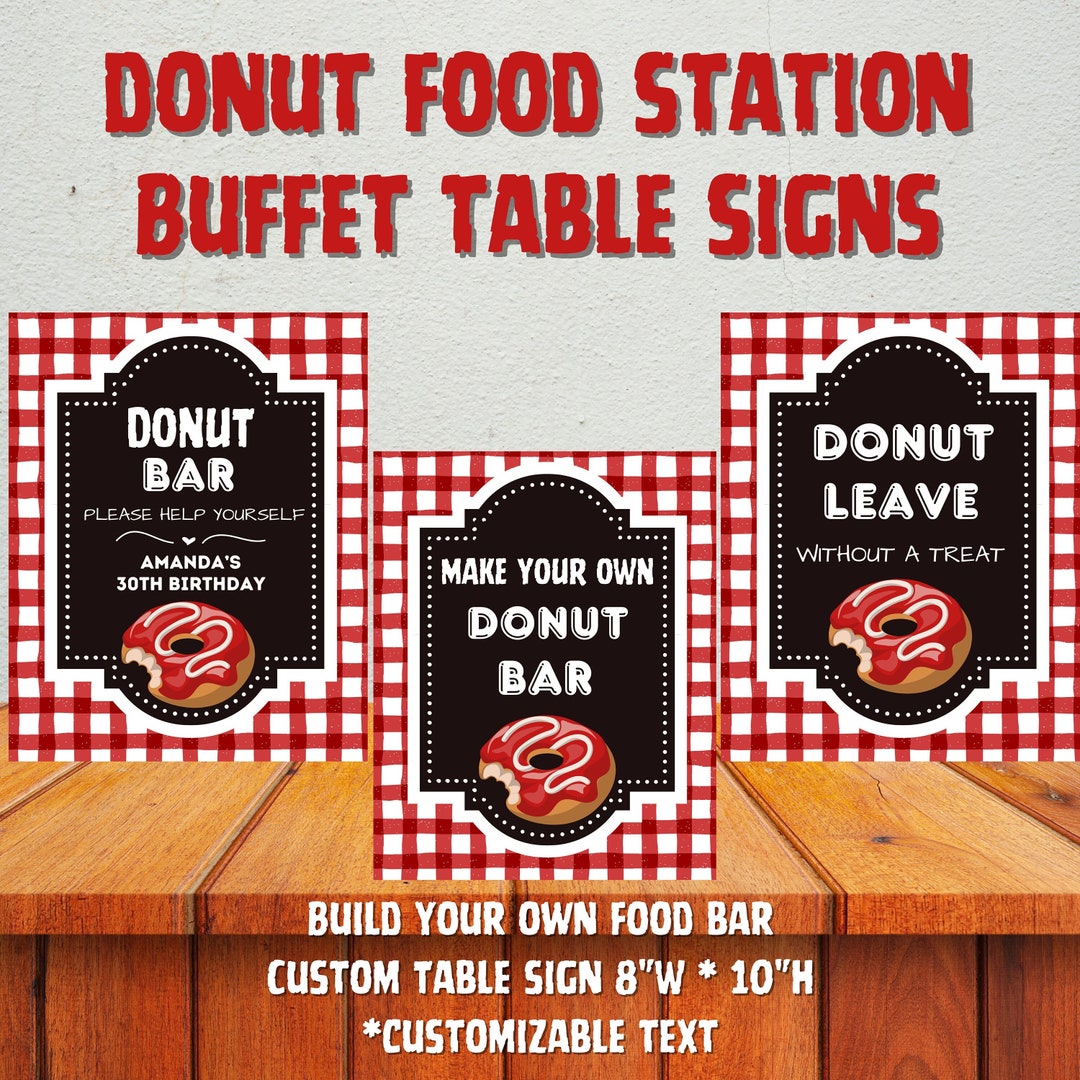 Donut Food Bar Buffet Table Sign Template, Personalized to Any Name ...