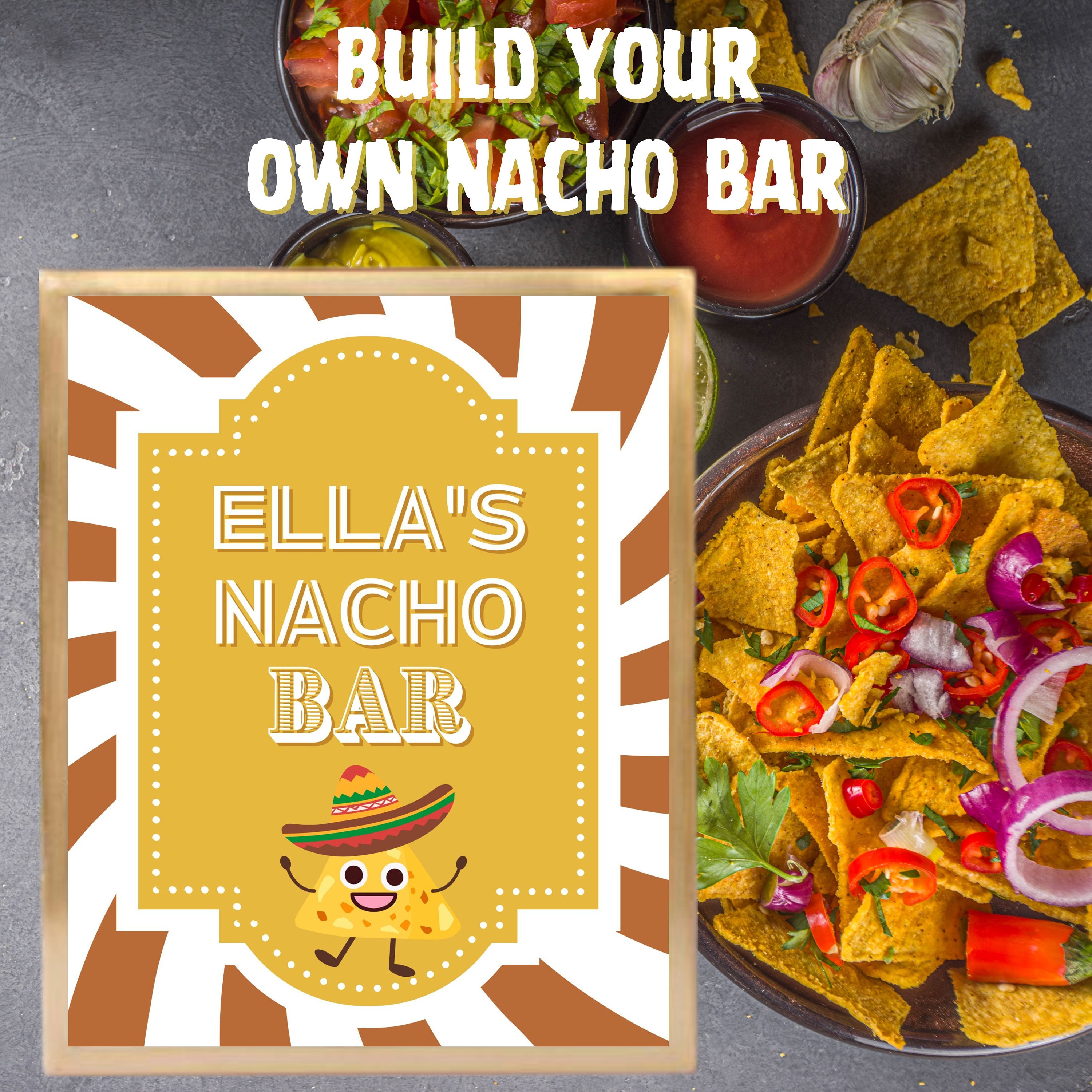 Build Your Own NACHO Food Bar Buffet Sign Buffet Cards Personalized ...