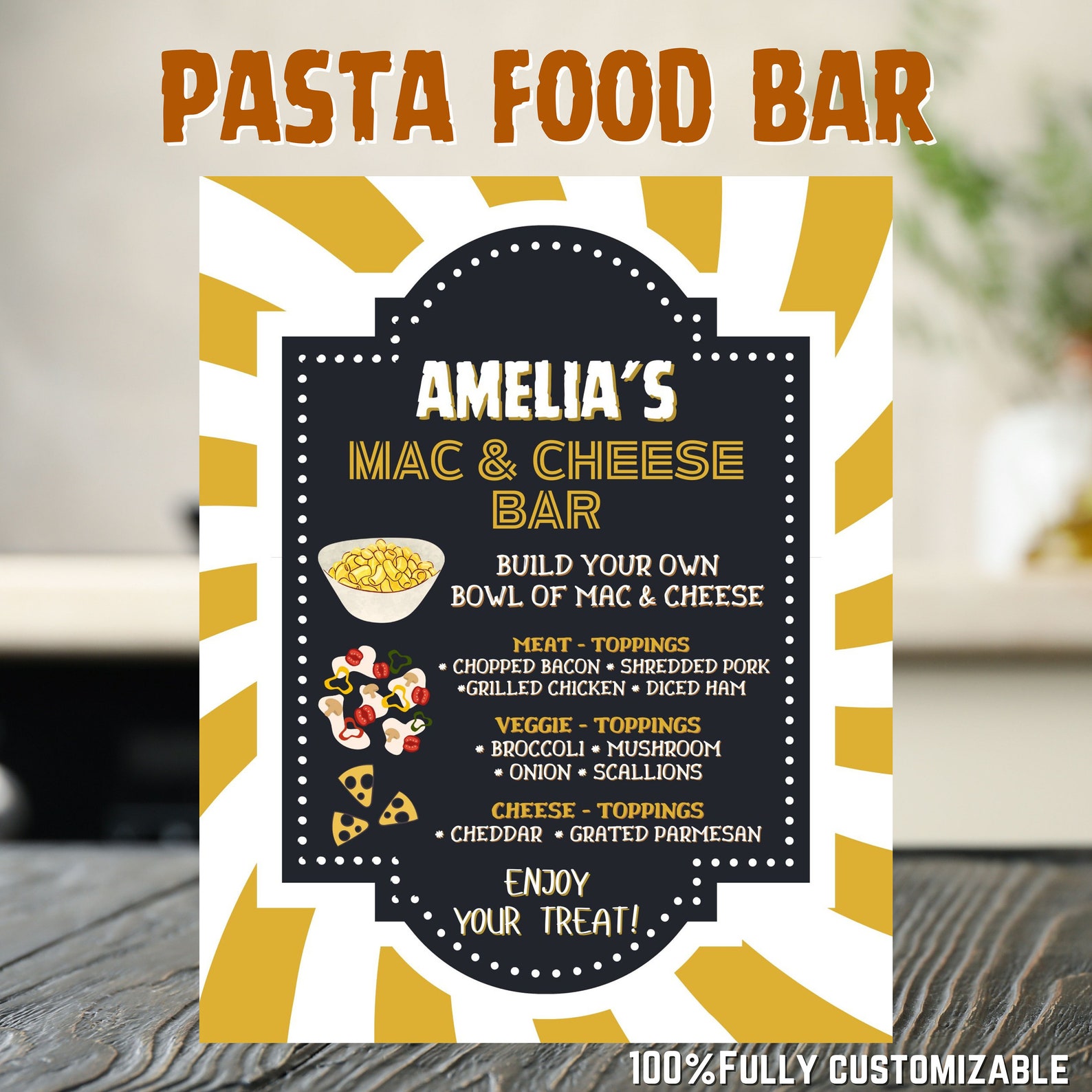 Build Your Own PASTA Bar, Food Bar Poster Signs, Pasta Station, Custom ...