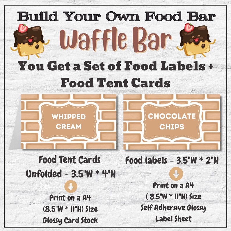 Build Your Own WAFFLE Bar Buffet Cards, Buffet Signs, Personalized ...