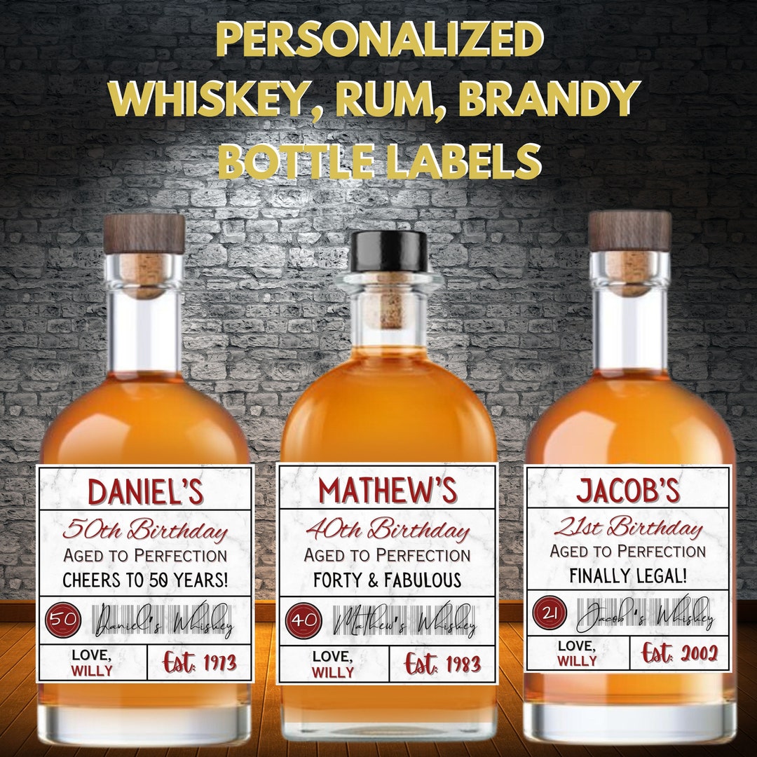 Personalized Whiskey Bottle Label, Birthday Label, Birthday Gift for ...