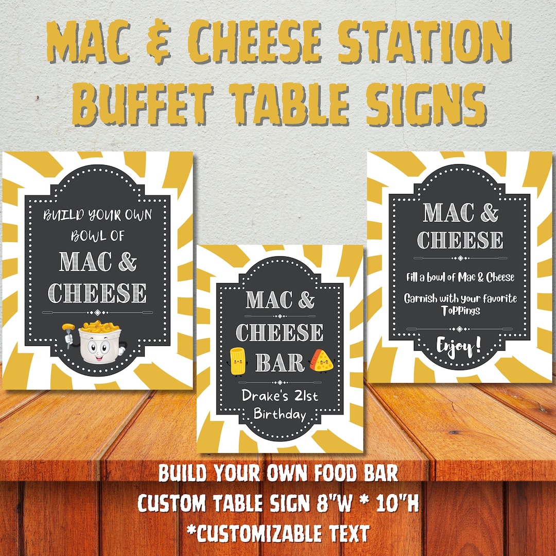 Mac & Cheese Bar Table Sign Template, Macaroni Station Sign, Food Bar ...