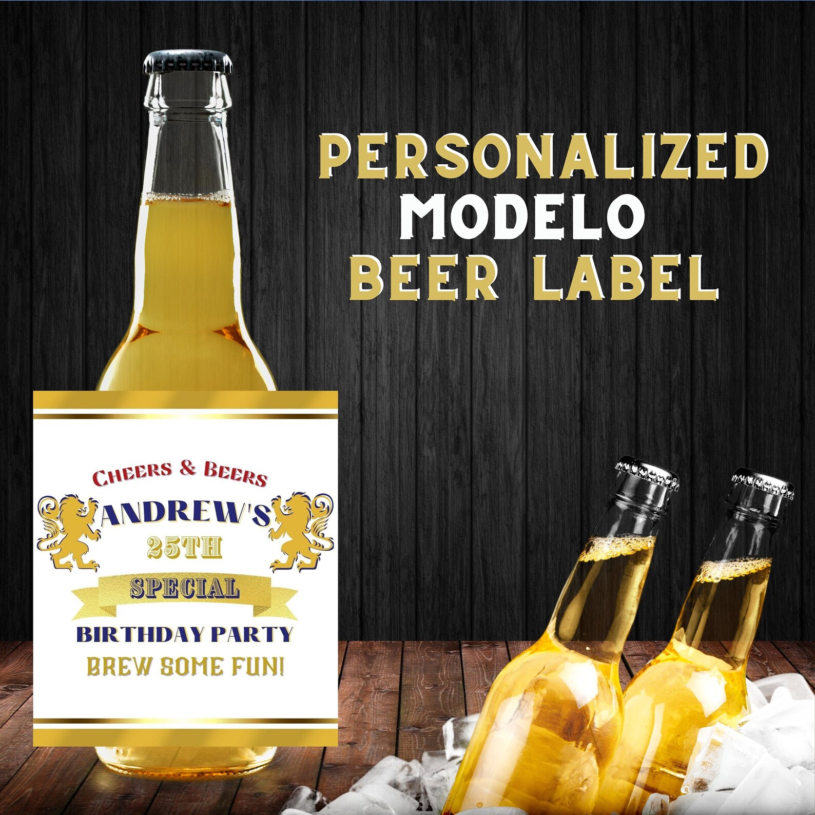 Printable Personalized BEER Bottle Label, 100% Editable Text, Any Name & Age, Custom Birthday ...