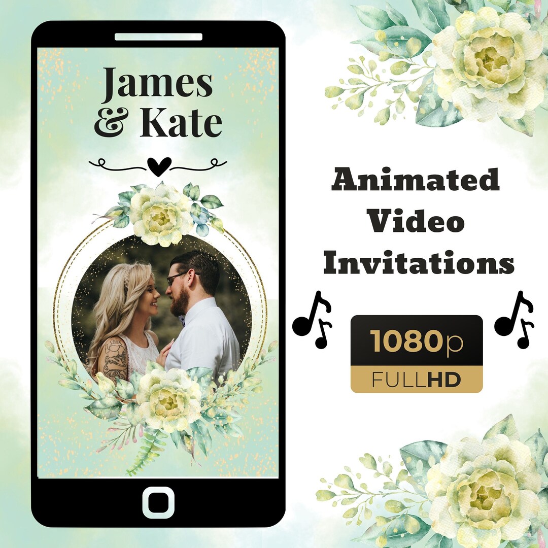 Animated Video Invitation, Wedding Video Invite With MUSIC, Add PHOTO ...