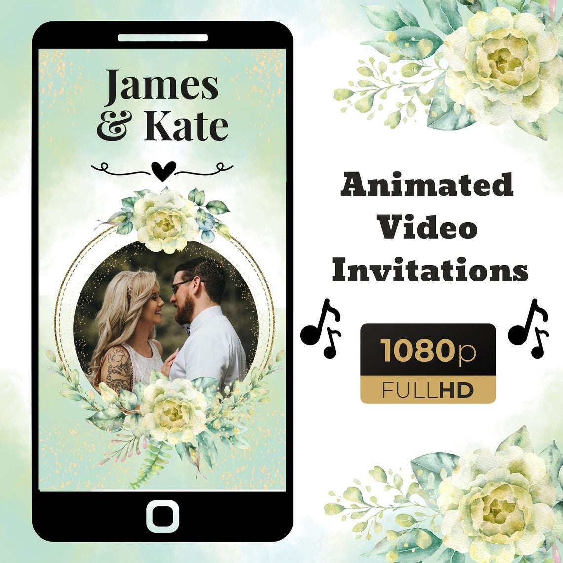 Animated Video Invitation, Wedding Video Invite With MUSIC, Add PHOTO ...