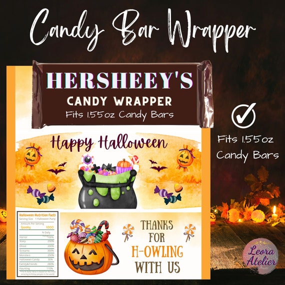 Halloween Candy Bar Printable Wrappers Candy Bar Template - Etsy