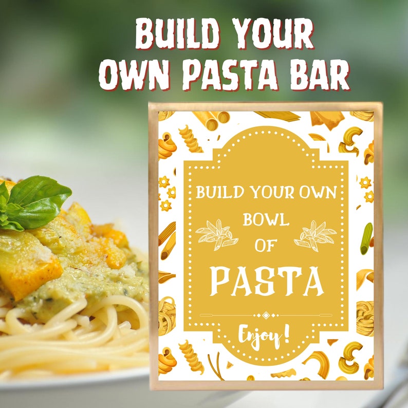 Personalized Pasta Bar Buffet Table Sign | Food Bar Sign | Party Table ...
