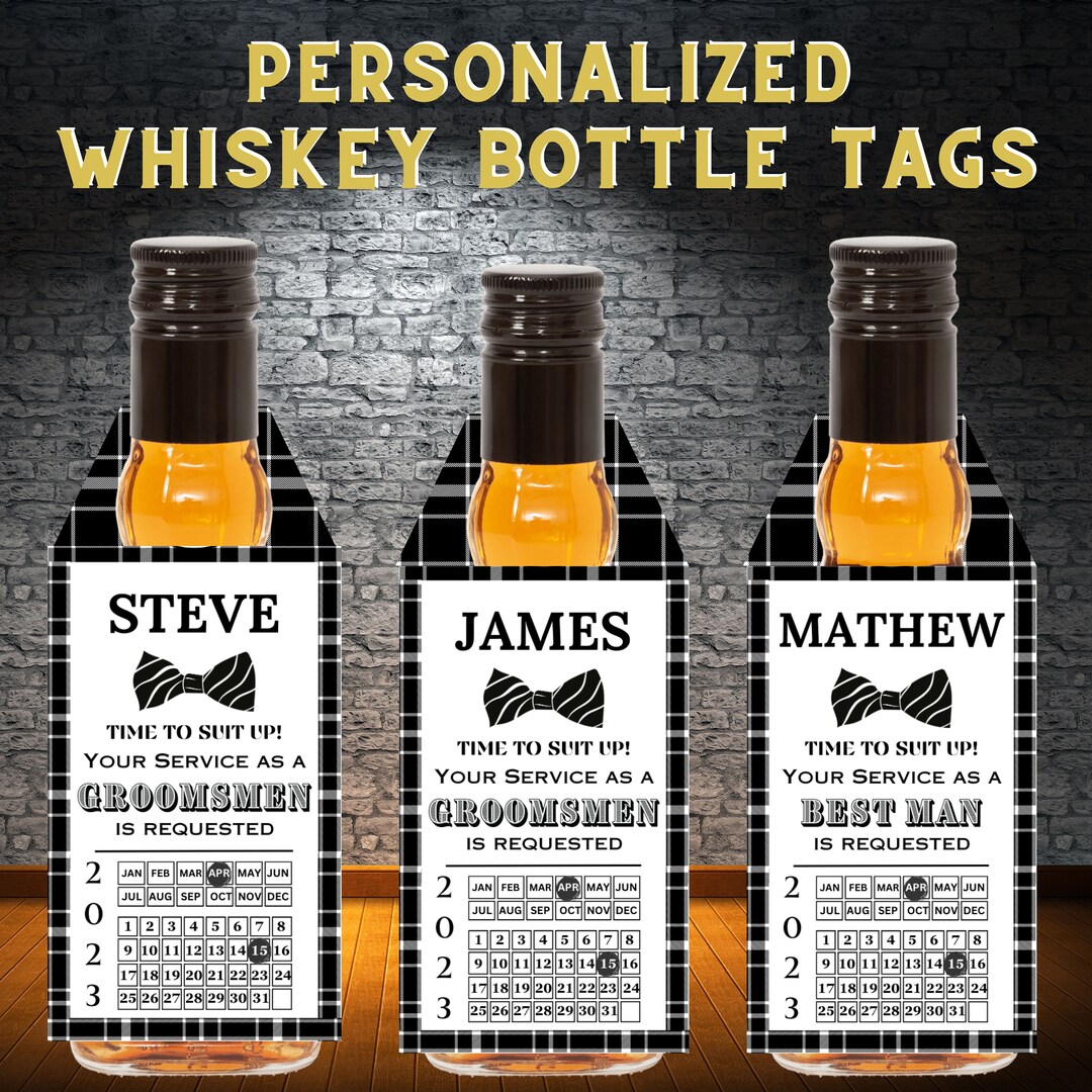 Printable Custom Mini Whiskey Bottle Hang TAGS, Fits Mini Whiskey ...