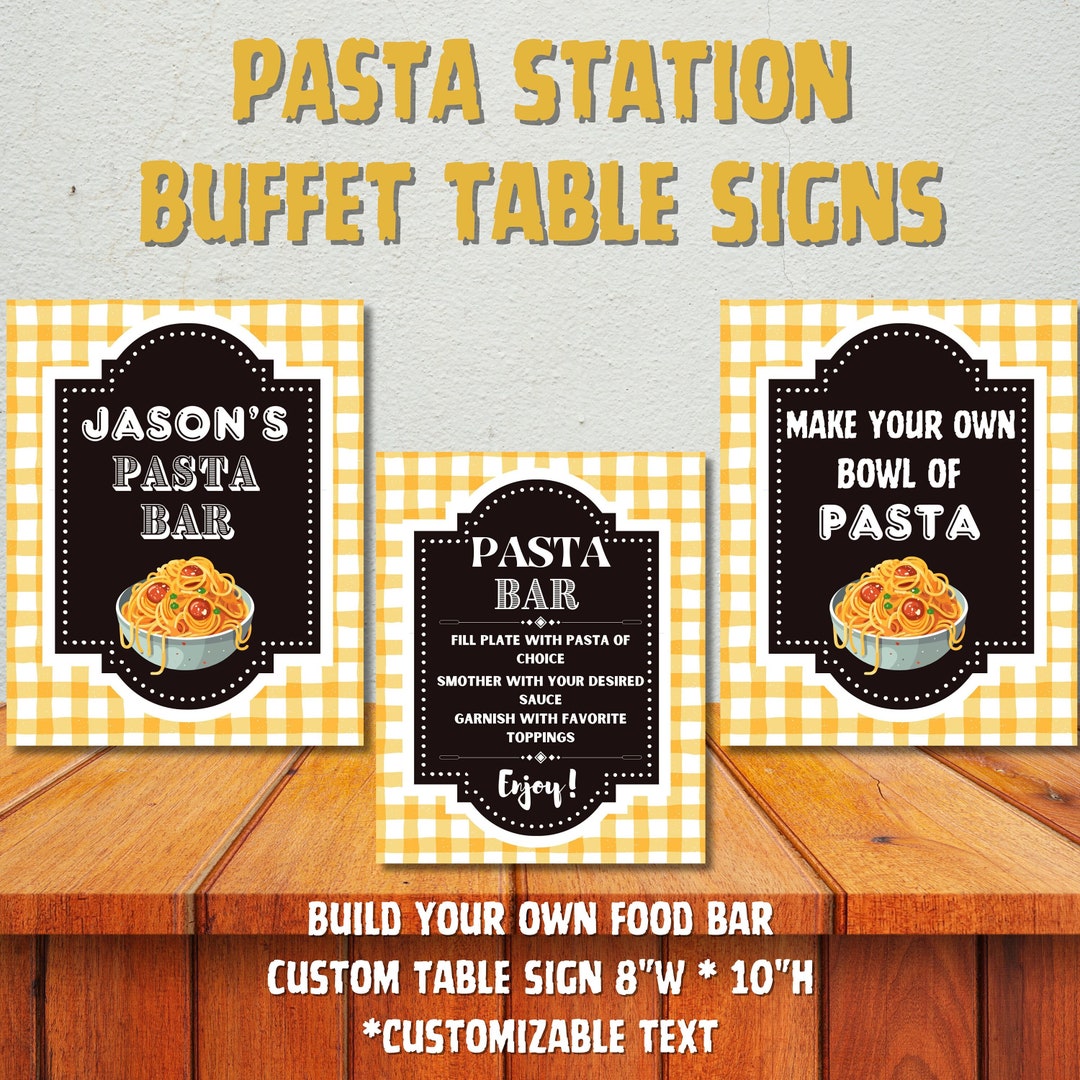 PASTA Bar Buffet Table Sign, Personalized PASTA Station Sign, Banners ...