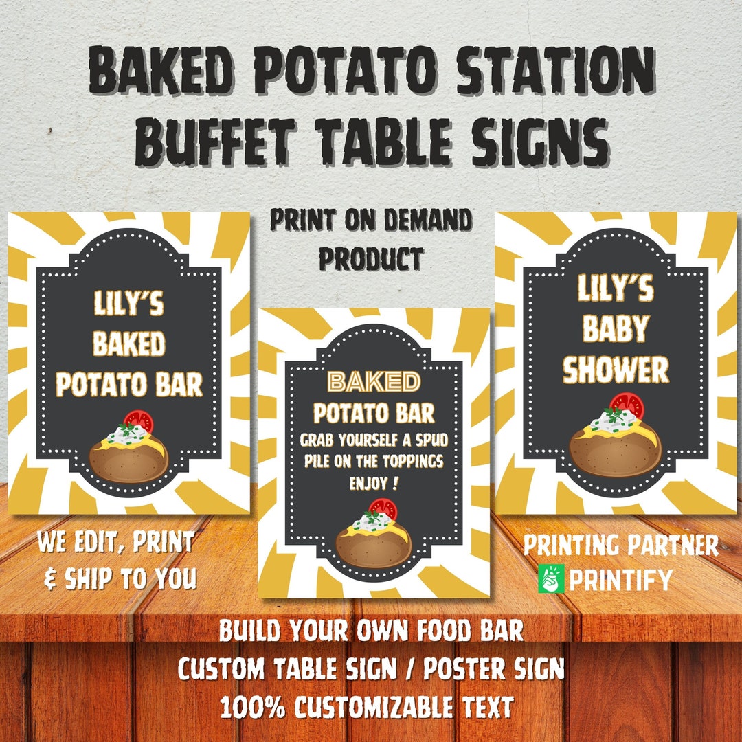 Baked Potato Bar Sign | Food Bar Poster, Custom Table Sign, Food ...