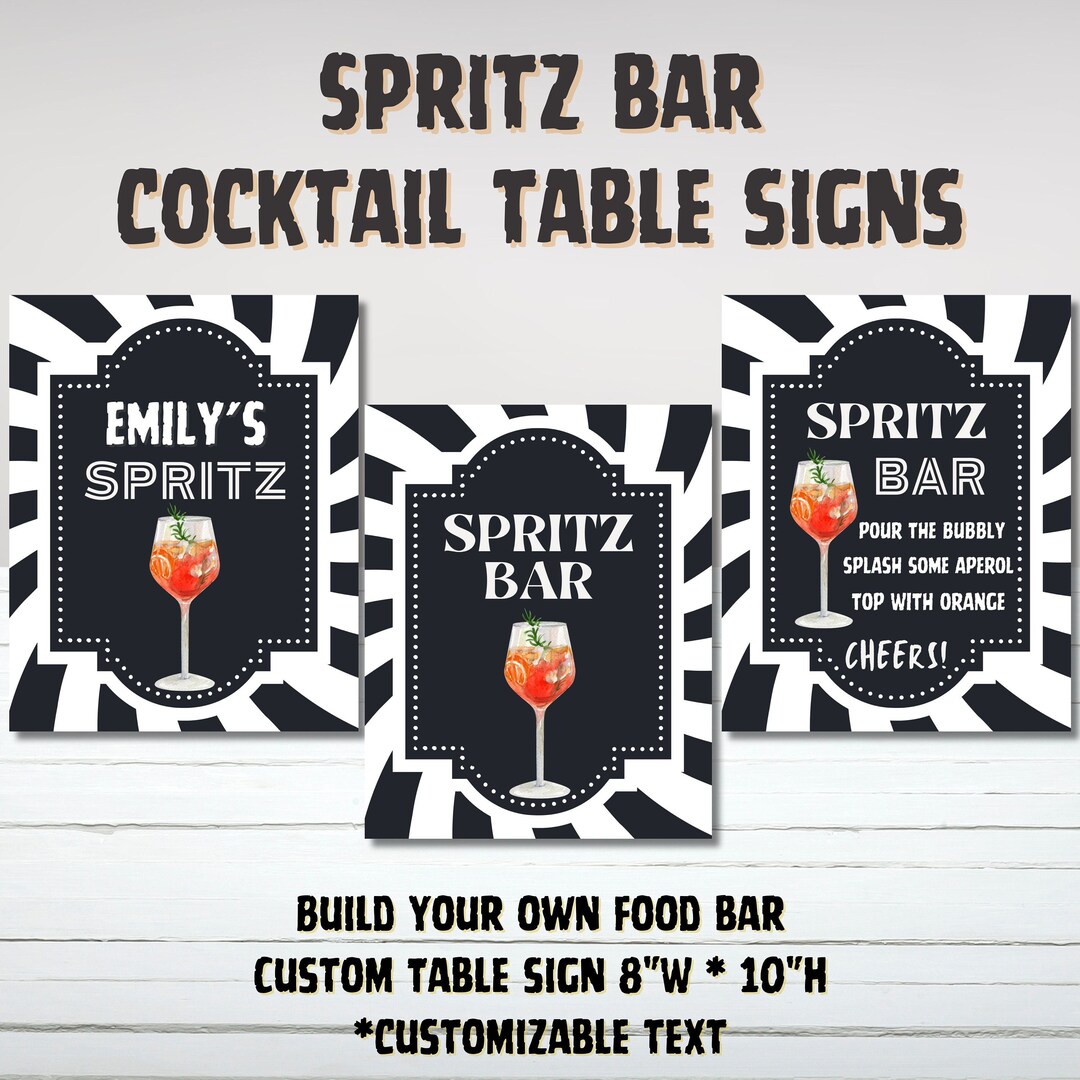 Aperol Spritz Bar Buffet Table Sign Template, Personalized to Any Name ...