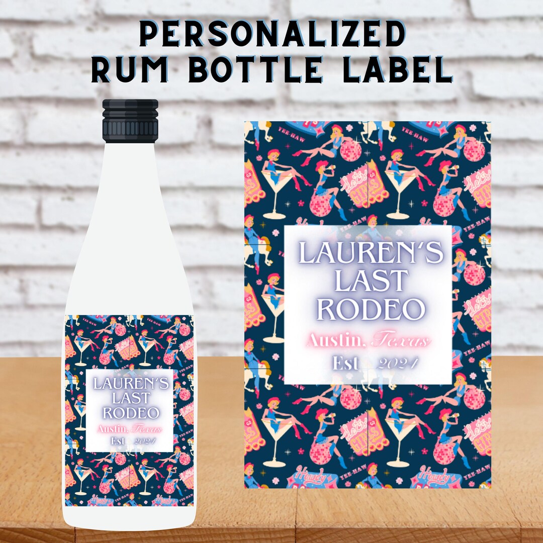 Custom RUM Bottle Label, Bachelorette Weekend, Bachelorette Party ...