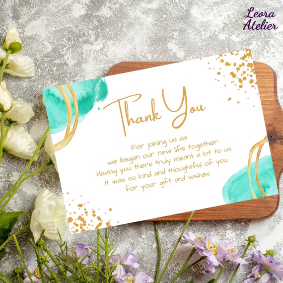 Bridal Shower Thank You Card Printable Bridal Thank You Etsy