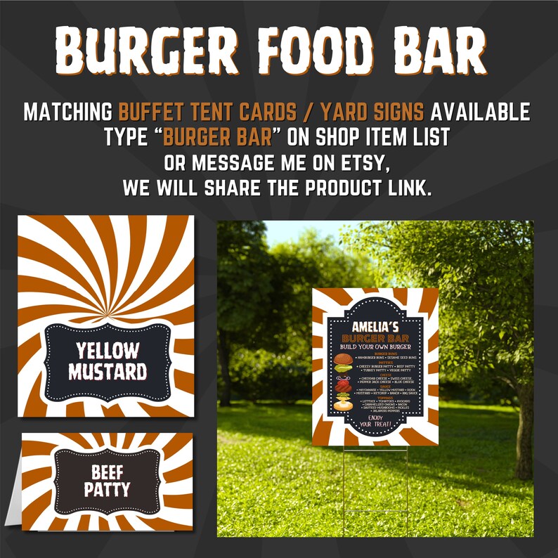 Build Your Own BURGER Bar, Food Bar Poster Signs, Burger Station ...