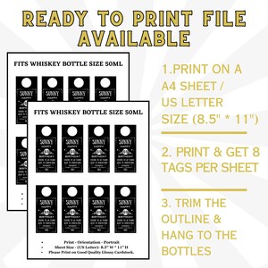 Printable Custom Mini Whiskey Bottle Hang TAGS, Fits Mini Whiskey ...