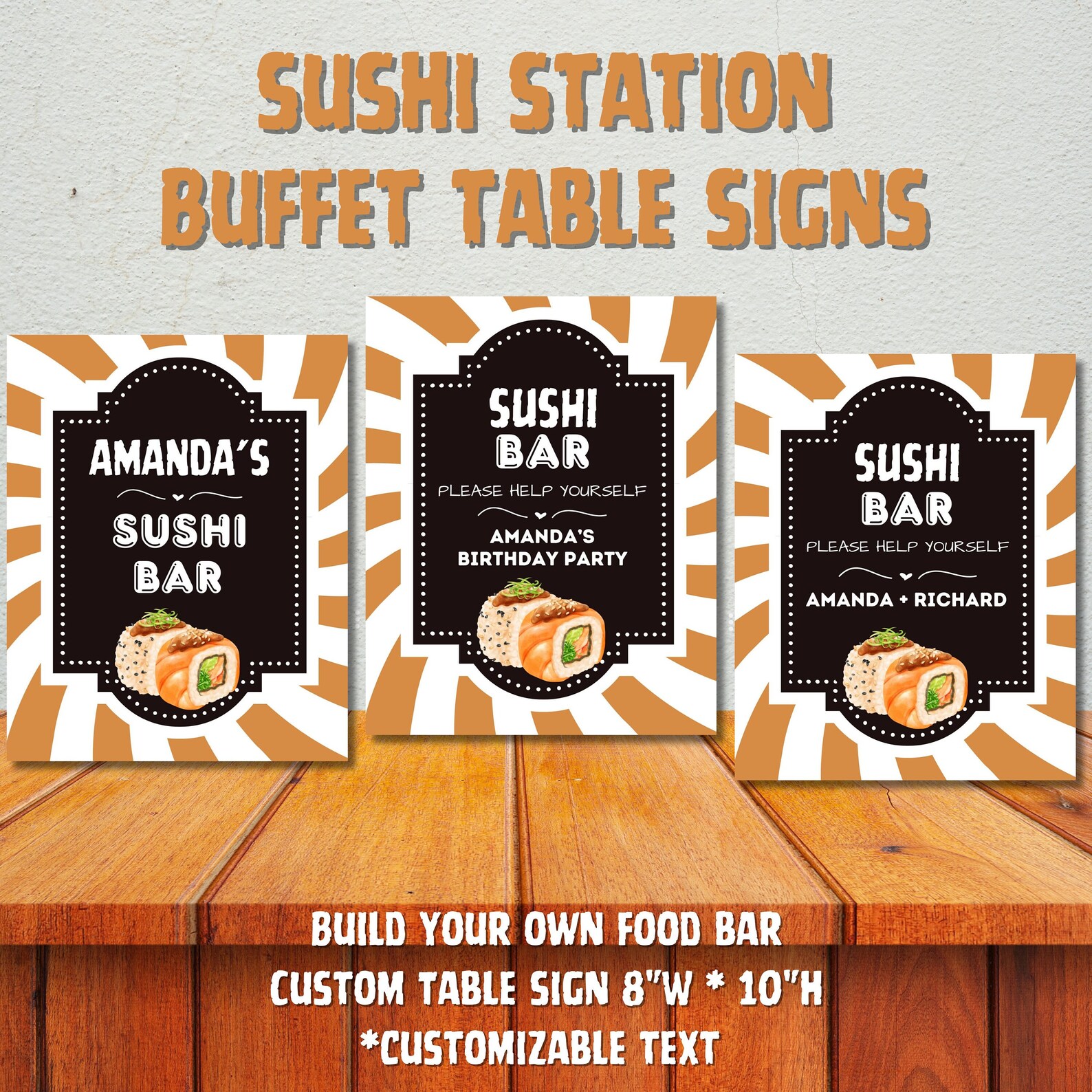 SUSHI Bar Table Sign Template, Personalized to Any Name, SUSHI Station ...