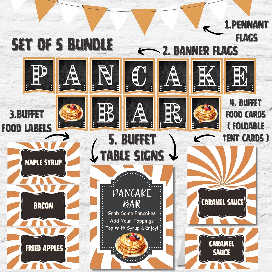 Build Your Own Pancake Food Bar Buffet Sign + Buffet Cards ...