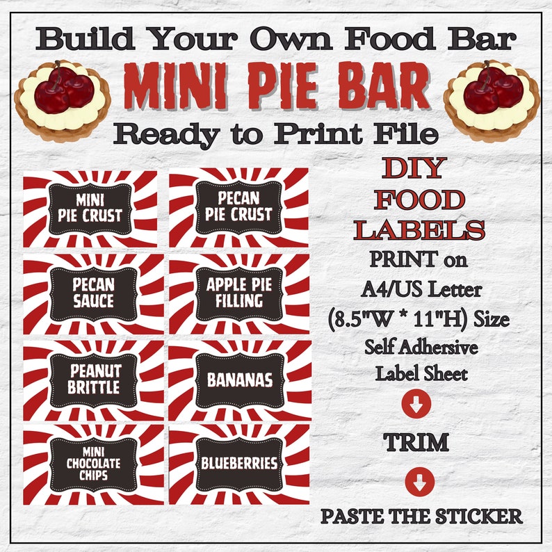 Build Your Own MINI PIE Station, Food Bar Buffet Sign, Buffet Cards ...