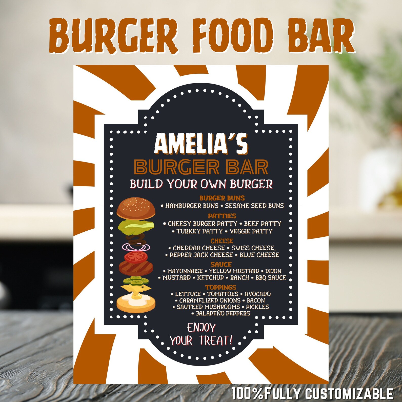 Build Your Own BURGER Bar, Food Bar Poster Signs, Burger Station ...