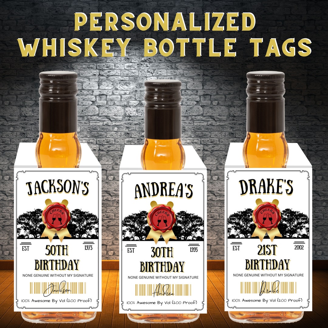 Printable Custom Mini Whiskey Bottle Hang TAGS, Fits Mini Whiskey ...