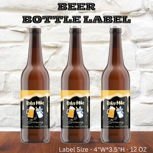 We Edit - You Print, Printable Custom BEER Bottle Label, Fits Bottle Size 12oz, Baby is Brewing ...