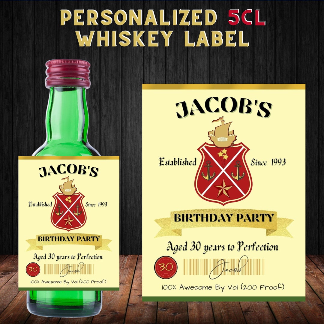 Personalized Whiskey Bottle 50ML Label, Birthday Label, Birthday Gift ...