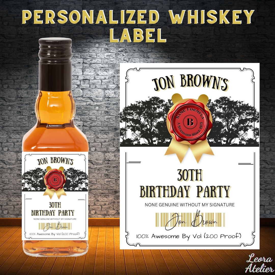 Printable Personalized Whiskey Bottle Label, 50ML, 700ML, Birthday Gift ...